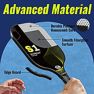 Pickleball Paddles, Pickleball Set, USAPA Approved Best Pickleball Rackets Fiberglass Face, Thicker Polypropylene Honeycomb Core, Lightweight Pickleball Paddles Set of 2 & 4 Indoor Outdoor balls & Bag