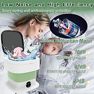 Mini Portable Washing Machine,12L Collapsible Travel Washing Machine, Collapsible Washer and Dryer Combo 2 in 1 for Apartments,Camping (Green)