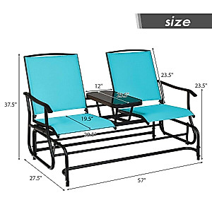 UYSB 2 Person Outdoor Patio Double Chair Rocking Turquoise Chair Rocking Chair Rocker Chair Rocker Camp Chair Rocker Recliner Rocking Camp Chair Rocking Chairs Outdoor Rocking Chair
