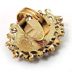 Avalaya Vintage Filigree Cameo CZ Ring (Burnised Gold Tone)