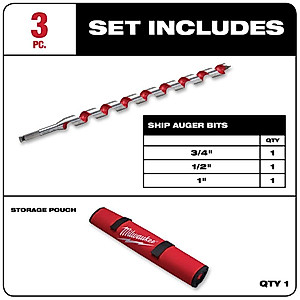 Milwaukee 48-13-3000 3 Piece Ship Auger Set