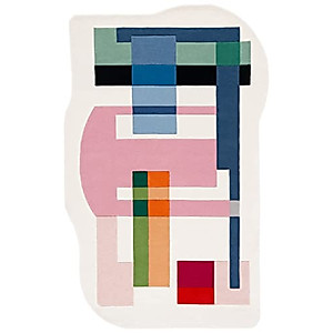 SAFAVIEH Fifth Avenue Collection Area Rug - 8' x 10', Ivory & Pink, Handmade Mid-Century Modern Abstract Wool, Ideal for High Traffic Areas in Living Room, Bedroom (FTV147A)
