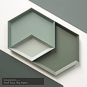 LINE+ARC ModTrays (Taro & Fig) Metal Stacking Decorative Trays for Coffee Table, Nesting, Geometric, Modern, catchall for Vanity, Jewelry, Ottoman, Housewarming