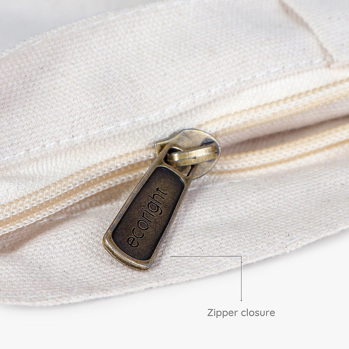 Ecoright Tote Bag for Women with Zipper, Small Tote Bag, Canvas Bag, Reusable Cotton Bag for Beach, Grocery, School & Work