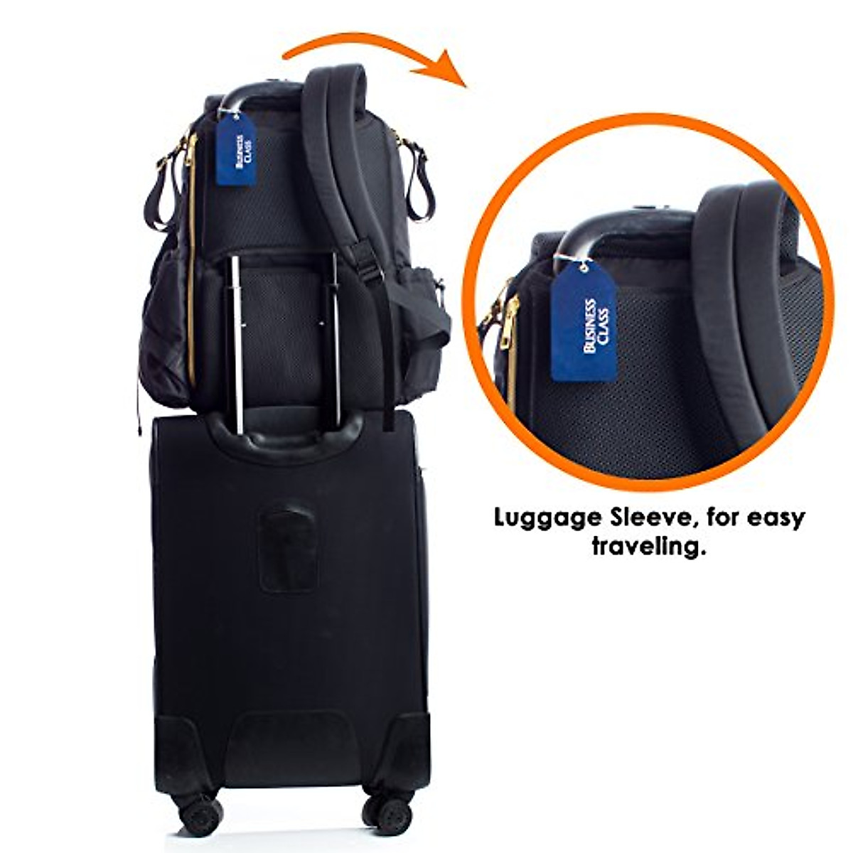 KYREEN Diaper Backpack Set Includes Backpack Straps, Baby Changing Pad, Small Organizing Pouches and a Bag Strap for Your Stroller - Thick Luggage Sleeve with Security Pouch for Travel