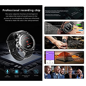 T92 Smart Watch with Earbuds MP3 Bluetooth Headset 3 in 1 1.28 Inch Smartwatch Built-in Wireless Earbuds Speaker Round Fitness Tracker Music Body Health Monitor (Black)