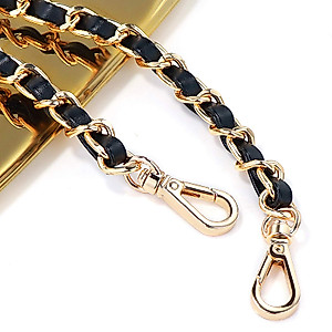 Lamdgbway Purse Chain Strap Braided PU Leather Handbag Shoulder Bag Messenger Bag Replacement Metal Chain Black 120cm/47in