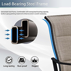 ARTLOFT Patio Dining Set for 4, Outdoor Swivel Rocking Patio Chairs with Round Patio Table Outdoor Bistro Furniture Set for Lawn, Garden, Deck, Backyard, Porch (Light Grey)