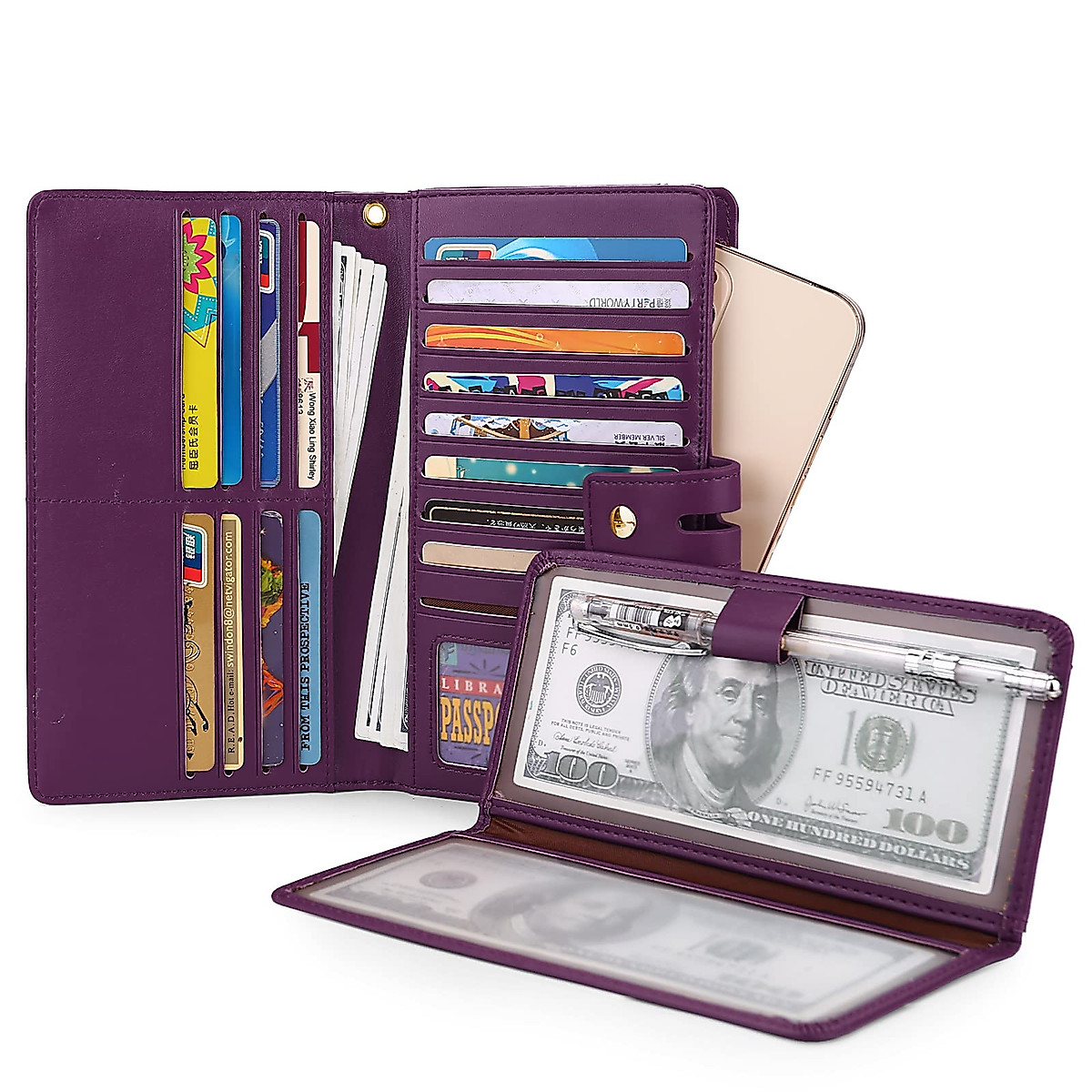 YALUXE Wallet for Women RFID Blocking Removable Checkbook Holder Large Capacity