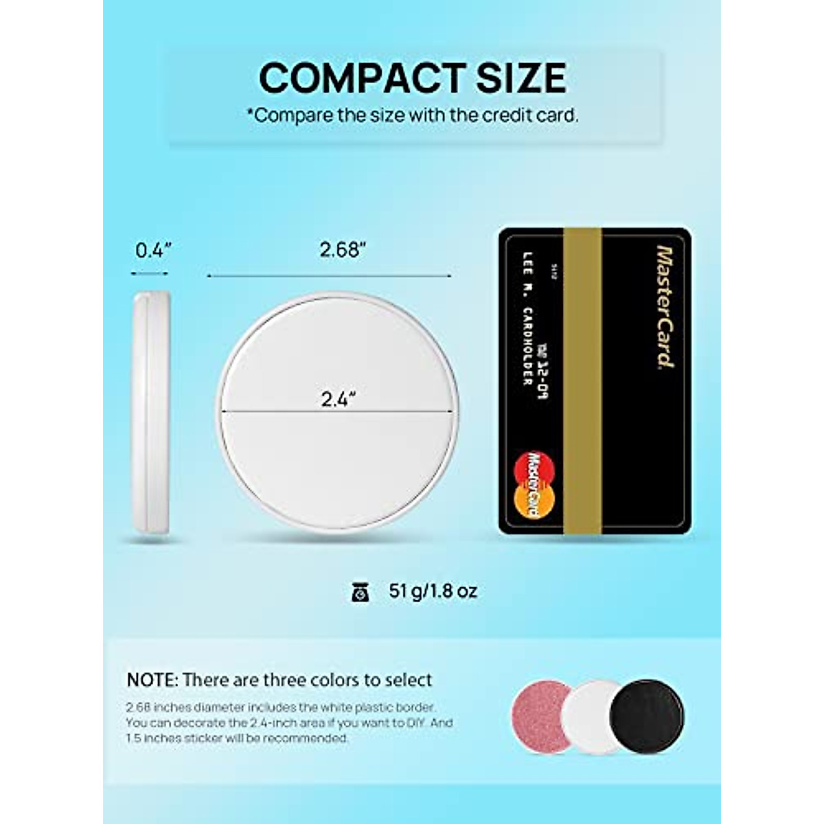 Getinbulk Compact Mirror Bulk, Small Pocket Makeup Round Mirror Double-Sided 1X/3X Magnifying PU Leather (White, 2.7 inches)