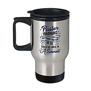 Funny Pastor Cup - Warning I Might Put You in a Sermon - 14oz Coffee, Tea Travel Mug