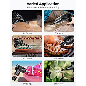 Compressed Air - Keyboard Cleaner - 3 in 1 Electric Air Duster & Mini Computer Vacuum & Cordless Inflating Swimming Pool - Canned Air Blower Dust Off for Electronic,Office,Home Cleaning