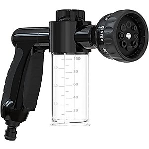 Garden Hose Nozzle, High Pressure Spray Gun Nozzle, 8 Spray Patterns for Watering Plants, Lawn, Patio, Cleaning, Showering Pet with 3.5oz/100cc Soap Dispenser Bottle