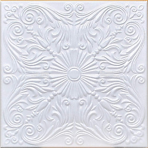 50pc of Astana White (20"x20" Foam) Ceiling Tiles - Covers About 135sqft - Styrofoam Ceiling Tile for Glue up Application