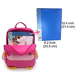 yodo Little Kids School Bag Pre-K Toddler Backpack with Name Tag and Chest Strap, Owl