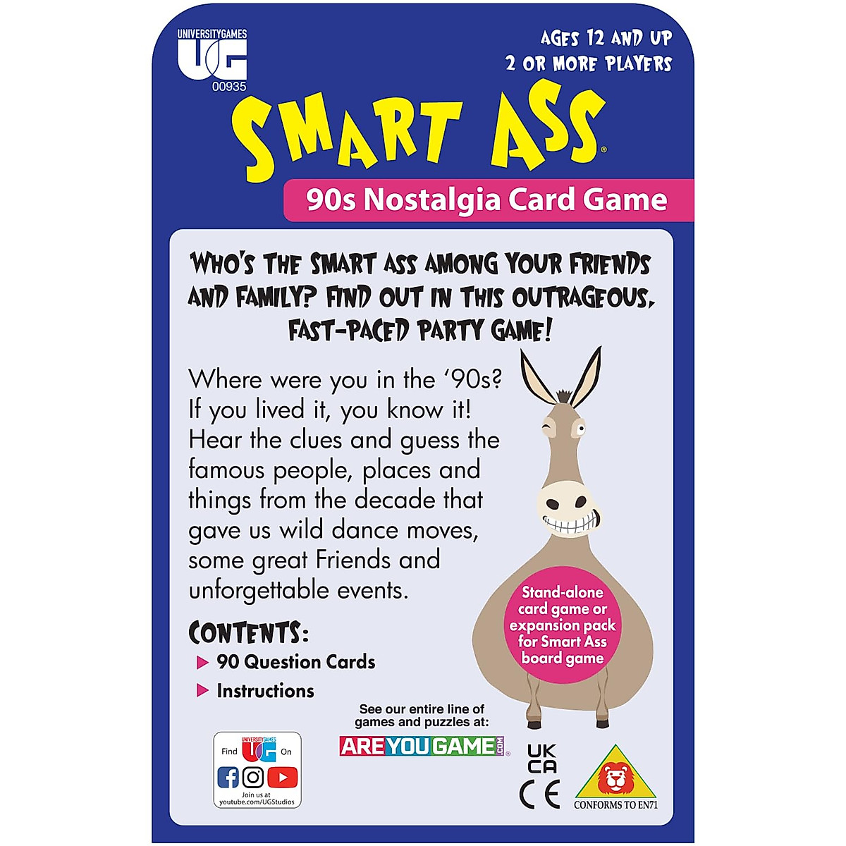 University Games | Smart Ass '90s Tuck Box Card Game, Perfect for Game Night on The Go for 2 or More Players Ages 12 and Up