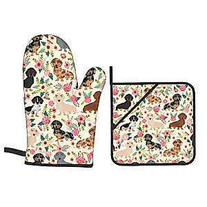 VERSAINSECT Oven Mitts and Pot Holders Heat Resistant 4 Pcs Sets Waterproof Non-Slip for BBQ Cooking Baking Grilling