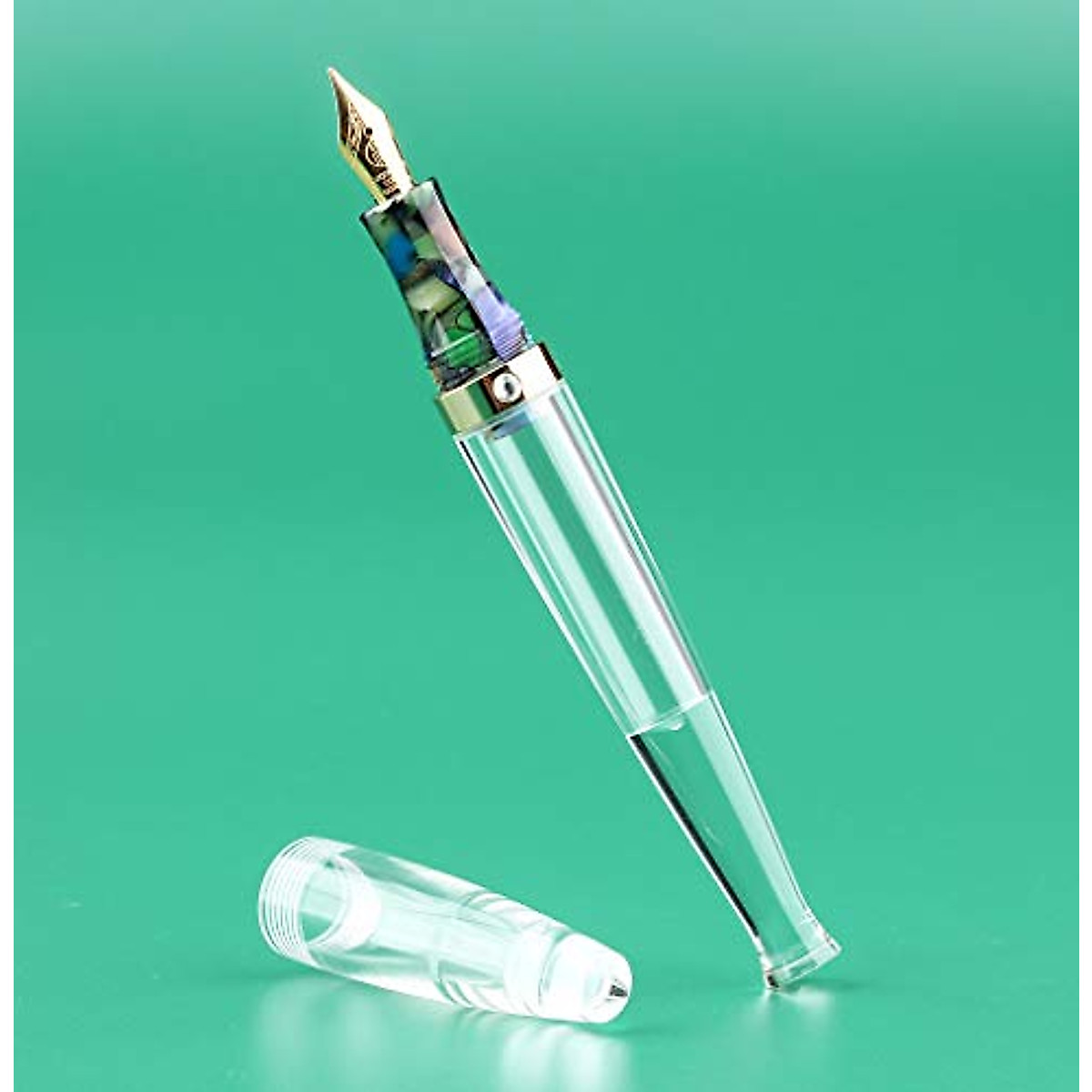 MAJOHN S5 Acrylic Eyedropper Fountain Pen Fine Nib, Transparent Large-Capacity Writing Pen with Metal Box