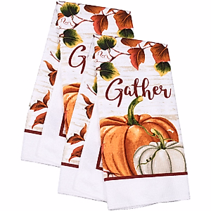 Home Collection 2 Piece Gather Towel Set | Fall Kitchen Towels | Thanksgiving Decorative Cotton Bathroom Towels (Pumpkins)