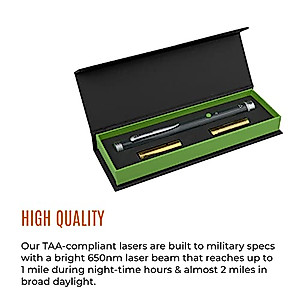 Marathon Multi Symbol Laser Pointer, Green - 20X Brighter Than Red Laser - 1 Mile Night-time Range & Visible in Broad Daylight - TAA Compliant - 4 Custom Pointers - Two AAA Batteries Included