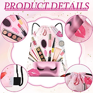 Equsion 12 Pcs Spa Party Favor Bags Drawstring Backpack Spa Party Gift Bags Spa Party Supplies for Girls Women Makeup Birthday Party Decorations Salon Baby Shower Spa Party Decorations, 12 x 10 Inch