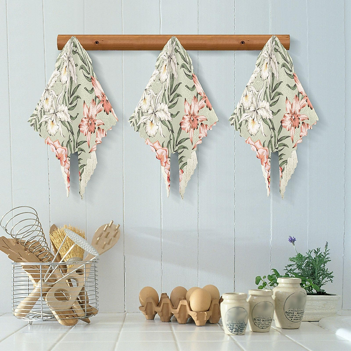 FRODOTGV Tropical Pink Rose Orchid Flowers Palm Kitchen Microfiber Towels Decorative Tea Towels Kitchen Cotton Terry Cloth Hand Towels Easter Kitchen Hand Towels