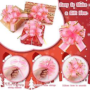 Poen 36 Pcs 6 Inch Pink Pull Bow for Gift Wrapping Valentine Pink Gift Bows for Party Birthday Holiday Gift Boxes Bow Basket Packaging Bows Valentine's Day Presents Flower Decorations