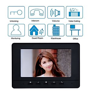 AMOCAM 8 Units Apartment Intercom System, Video Intercom Video Door Phone Kit, HD Camera 7" Monitor with ID keyfobs Unlock for 8 Household or Office
