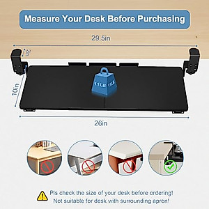 EQEY Keyboard Tray Under Desk, Height Adjustable Keyboard Tray Ergonomic Pull Out Under Desk Drawer Keyboard Platforms with Wrist Support Pad Keyboard Drawer for Desk (26 x 10 inch, Black new version)