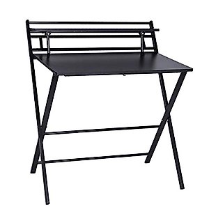 MOMFEI 2-Style Folding Desk for Small Space, Home Corner Desks Simple Computer Desk with Shelf, Folding Laptop Table (Black)