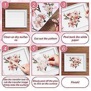 Loozykit 9 Sheets Rub on Transfers for Crafts Furniture Sunflower Flowers Floral Leaf Furniture Rub on Transfer Stickers Decals for DIY Crafts Wood Paper Furniture (Flower)