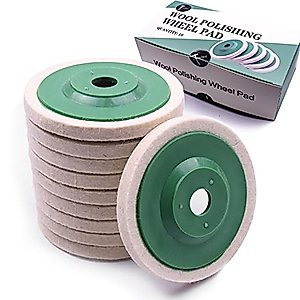 ATOPLEE Wool Polishing Wheel Disc,10pcs 98mm Dia Buffing Wheel for 4 Inch Angle Grinder,Wool Felt Polishing Wheel for Drill Buffer Attachment(Hole Diameter:16mm)