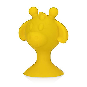 Nuby Silly Giraffe Interactive Suction Toys with Built-in Rattle, 2 Piece, Yellow/Aqua