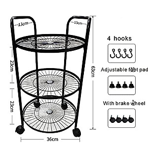 BHVXW 3 Layer Movable Kitchen Storage Rack Carbon Steel Bathroom Shelf with Wheels Space Saving Trolley Tools (Color : D, Size : 1pcs)