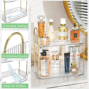 heesky Bathroom Countertop Organizer, 2-Tier Makeup Organizer Countertop, Cosmetics Skincare Organizer Storage for Perfume, Vanity Organizer for Dresser, Spice Rack Holder for Kitchen(Clear)