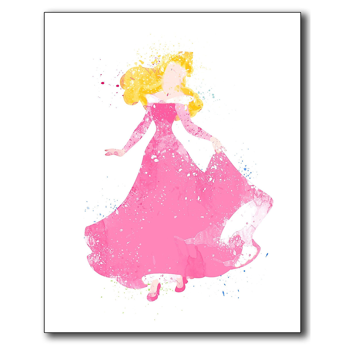 Princess Watercolor Prints - Set of 9 (8 inches x 10 inches) Photos - Rapunzel Ariel Aurora Elsa Anna Jasmine Cinderella Snow White Belle