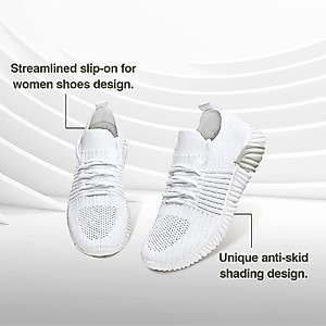 FULORIS Women's Slip On Comfort Golf Shoes Walking Shoes for Women Non Slip Running Shoes Breathable Lightweight Gym Sneakers White 7