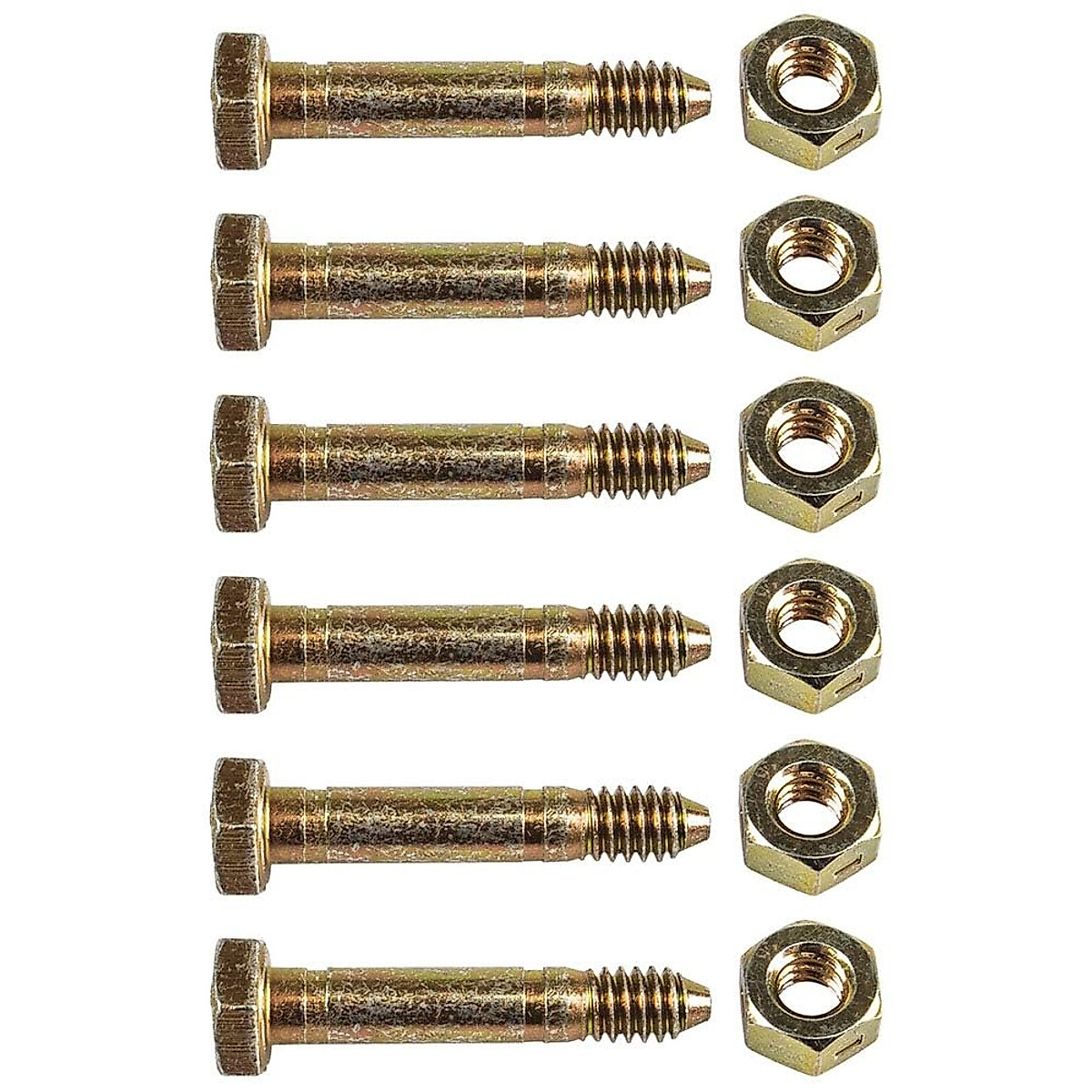 (1/4" x 1-9/16") 53200500 532005 Snow Blowers Shear Pins Bolts Nuts fits Ariens 05907 510016 51001600 B1SB918 AM123342 710-04954 (Set of 6)