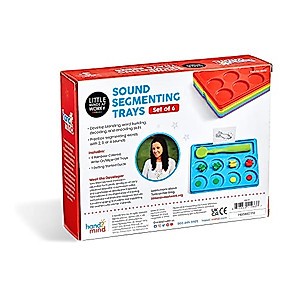 hand2mind Little Minds at Work Sound Segmenting Trays by Tara West, Phonemic Awareness, Science of Reading Manipulatives, Elkonin Boxes, Letter Sounds, Preschool Learning Activities (Set of 6)