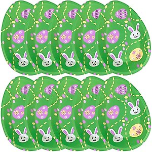 Easter Serving Trays | 10 Pcs Plastic Easter Snack Trays | Easter Bunny Serveware | Easter Egg Party Serving Platter | Easter Party Decorations | Reusable Bunny & Eggs Design Chip Trays | by Anapoliz