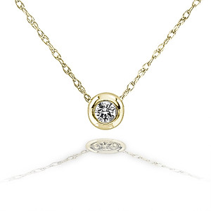 Kobelli Tiny Diamond Solitaire Bezel Necklace in 14k Gold (18" Chain)