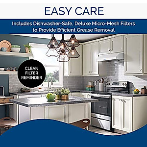 Broan-NuTone BCDJ130WH Glacier 30-inch Under-Cabinet 4-Way Convertible Range Hood with 3-Speed Exhaust Fan and Light, White