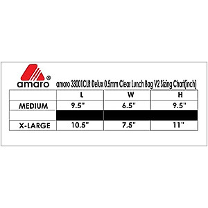 Amaro Delux 0.5mm Clear Lunch Bag for Adult V2 With Removable insert - Black Trim(XL)