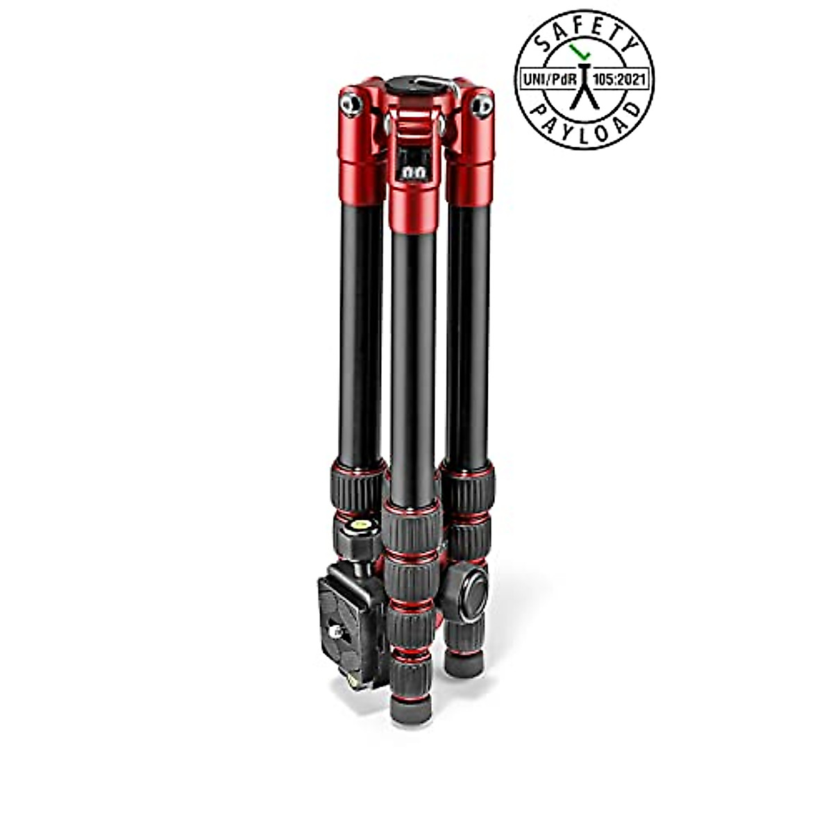 Manfrotto Element Traveller Small Aluminum 5-Section Tripod Kit with Ball Head, Element Small 56.3", Red