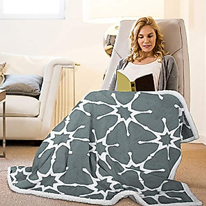 Sherpa Blanket Plush Throw Blanket Size 50" x 60" Bedding Fleece Reversible Blanket for Bed and Couch, Super Soft Comfy Warm Fuzzy TV Blanket Grey
