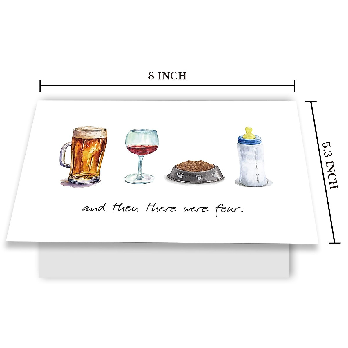 Funny Baby Shower Card for Boy Girls, Cute Baby Shower Congratulation Card, New Baby Card for New Mom Dad Parents, And Then There Were Four Card