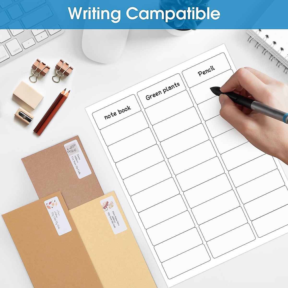 MaxGear 1" x 2-5/8" Address Mailing Sticker Labels for Inkjet or Laser Printer, Matte White Paper Sheets, Strong Adhesive, Dries Quickly, Holds Ink Well, 30 Sheets, 900 Labels