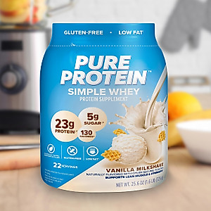 Pure Protein Powder, Natural Whey, High Protein, Low Sugar, Gluten Free, French Vanilla, 1.6 lbs