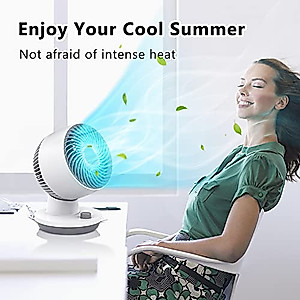 LifePlus Air Conditioner Fan, 90° Tilt & 52° Oscillating Fan with 3 Wind Speeds, 8 Inch Quiet Air Circulator Fan Powerful Airflow, Portable Personal Fan for Room Office Dorm