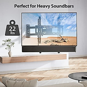 Pipishell Soundbar Mount, Adjustable Soundbar Bracket for Above or Below TV, Seamless Fit Most 23 to 80 Inch TV, Sound Bar Mount Hold up to 22 lbs
